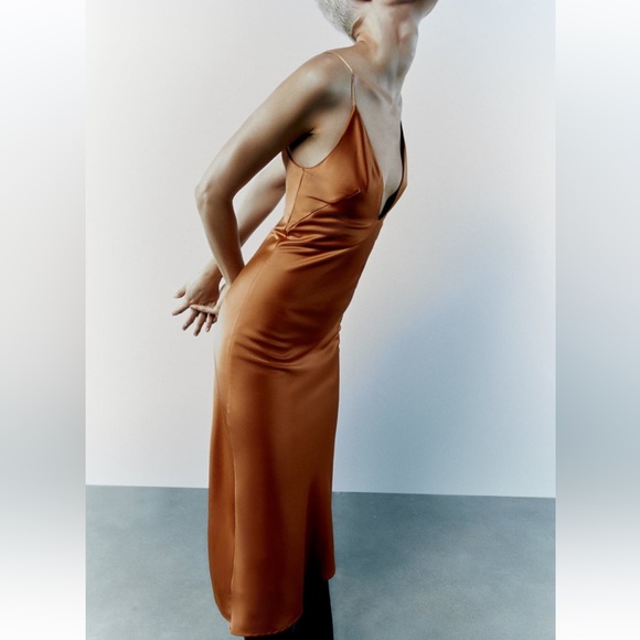 Zara | Dresses | Zara Long Satin Effect Maxi Midi Long Dress Nwt | Poshmark